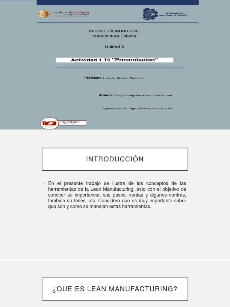 Presentación sobre las principales herramientas de Lean Manufacturing ...