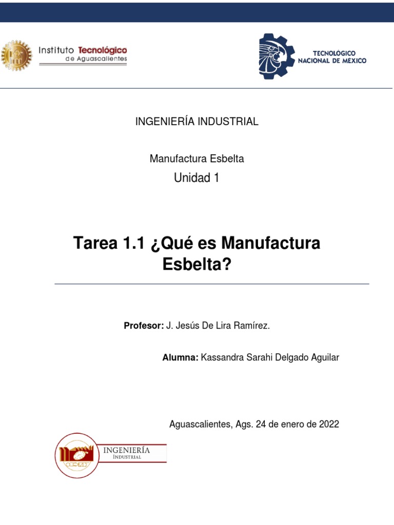 Tarea 1.1 Kassandra Sarahi PDF | PDF | Lean Manufacturing | Ingeniería
