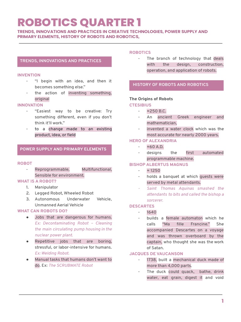 Robotics Q1 Pdf Robotics Robot