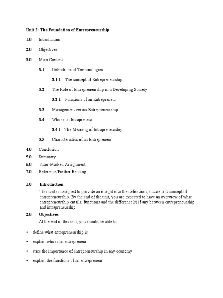 Unit 2 Handout | PDF | Entrepreneurship | Innovation