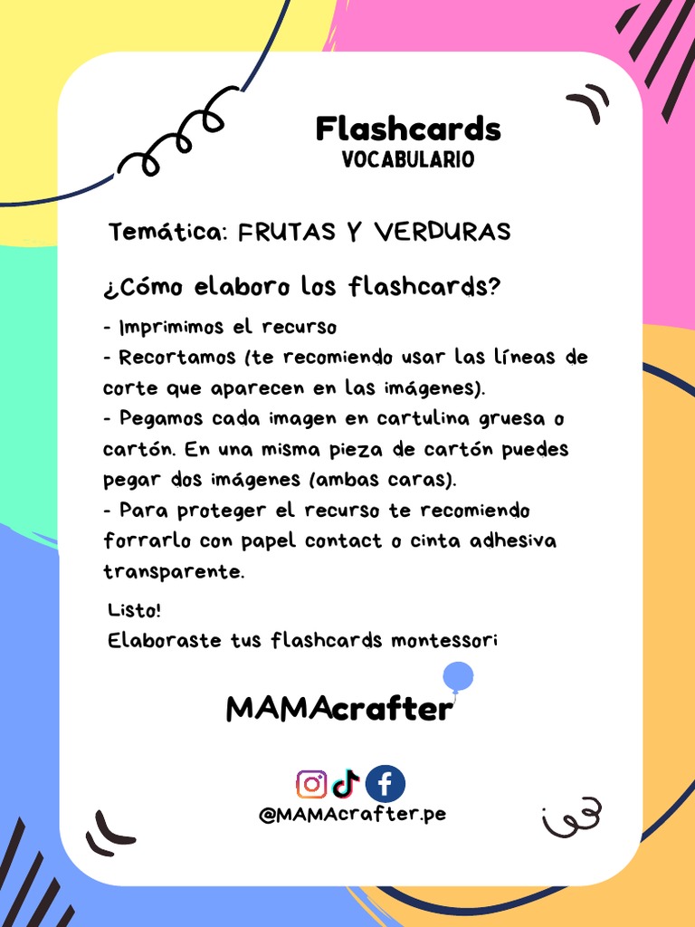 Flashcards Frutas y Vegetales PDF | PDF