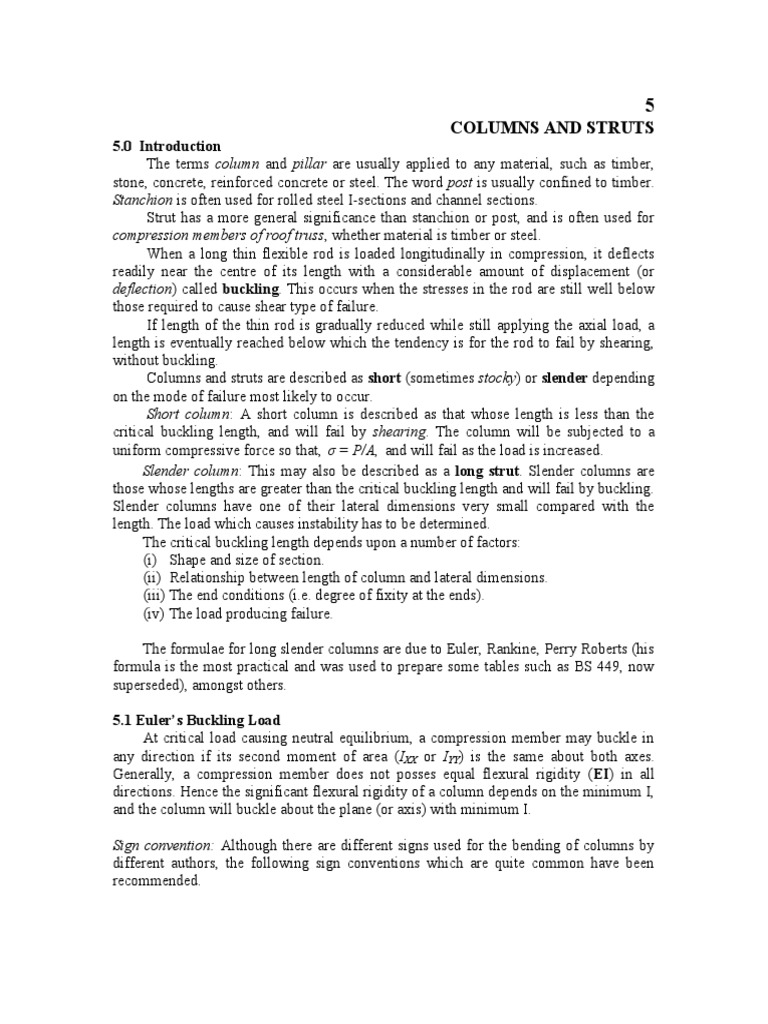 Columns and Struts | PDF | Buckling | Column