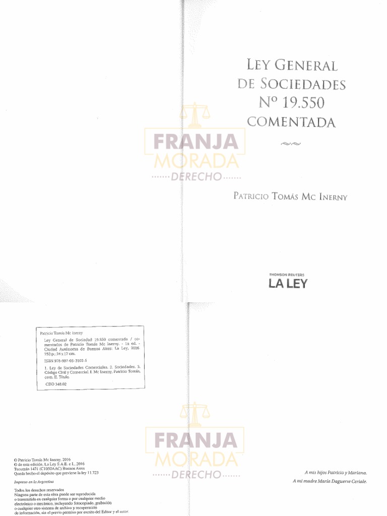 Ley de Sociedades 19550 Comentada - 2017 PDF | PDF