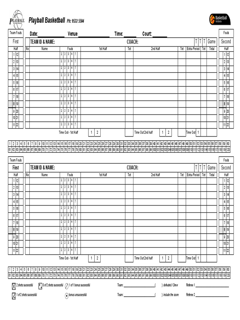 Score Sheet | PDF | Sports