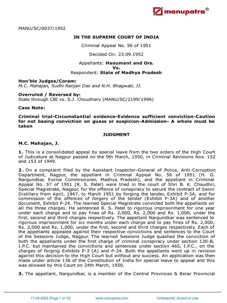 Hanumant and Ors Vs State of Madhya Pradesh 230919s520037COM337432 ...