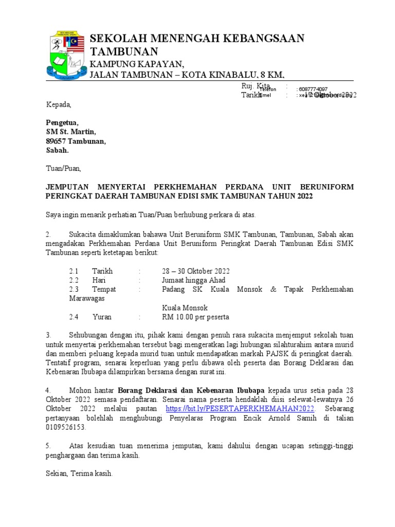 Surat Jemputan Menyertai | PDF