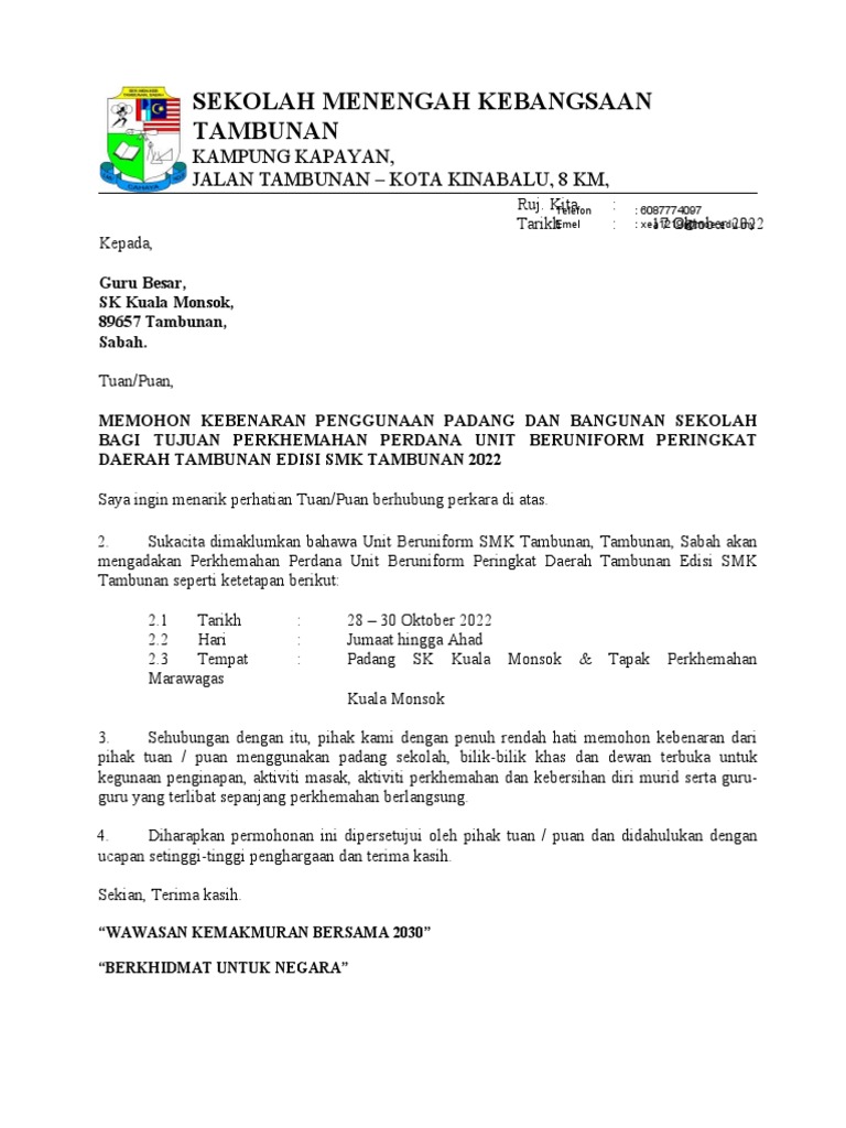 Surat Memohon Kebenaran Menggunakan Padang | PDF