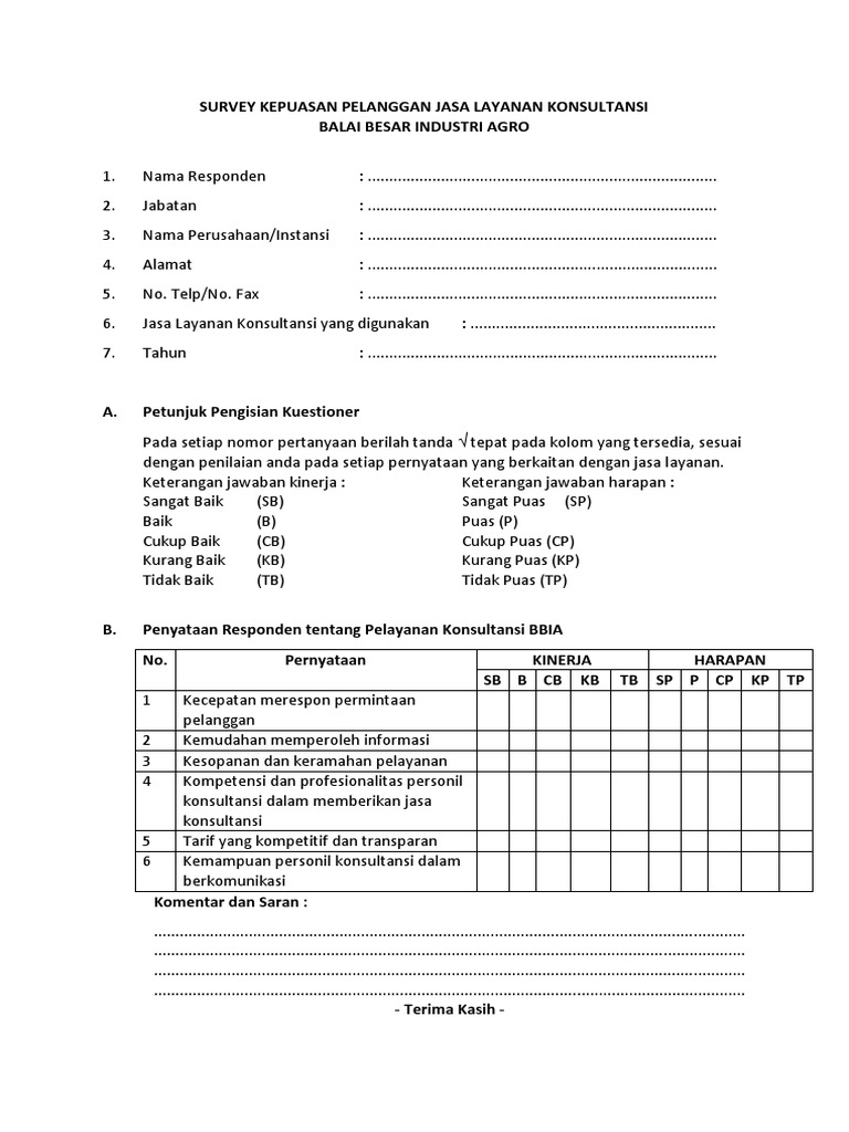 Survey Kepuasan Pelanggan Jasa Layanan Konsultansi | PDF