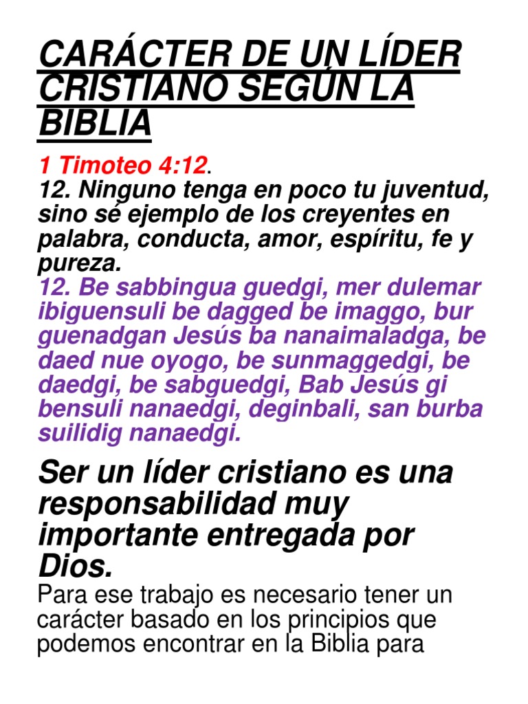 Carácter del Líder Cristiano en la Biblia | PDF | Amor | Cristo (título)