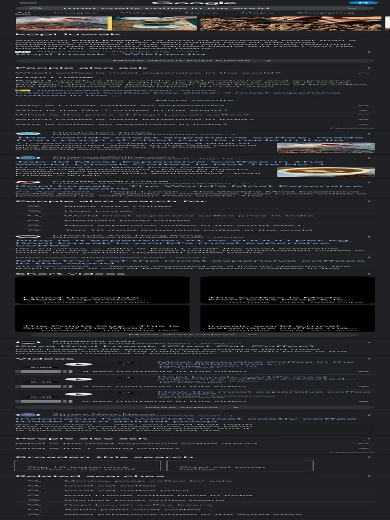 World's Most Expensive Coffee: Kopi Luwak | PDF | Travel