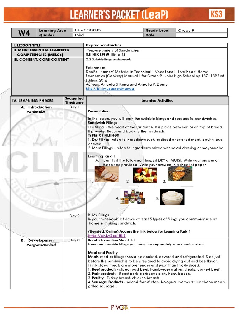 TLE Cookery9 Week4 | PDF | Sausage | Hamburgers