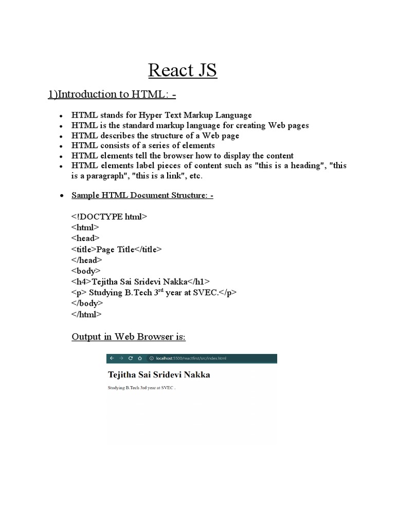 React Js Introduction Build Dynamic Web Apps Pdf Html Java Script 4235
