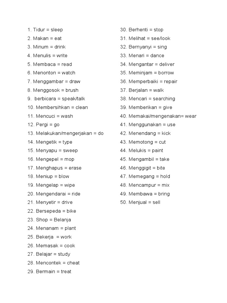 Daftar Kosakata | PDF