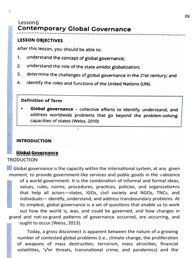 Topic. Contemporary Global Governance | PDF | United Nations ...