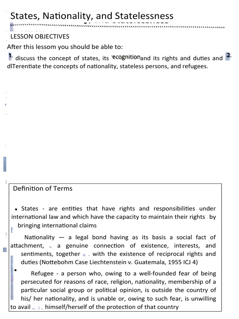 Readings. State Nationality and Statelessness | PDF | Sovereign State ...