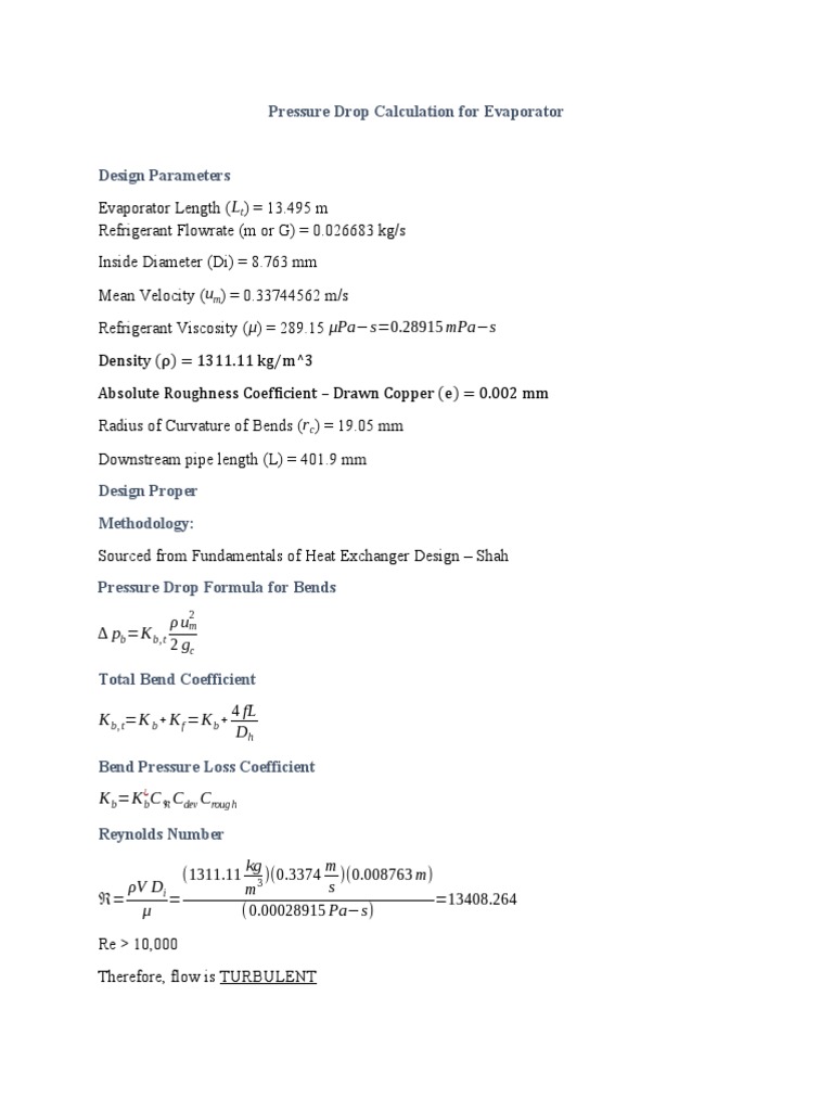 Pressure Drop Calculation For Evaporator | PDF | Fluid Dynamics | Civil Engineering