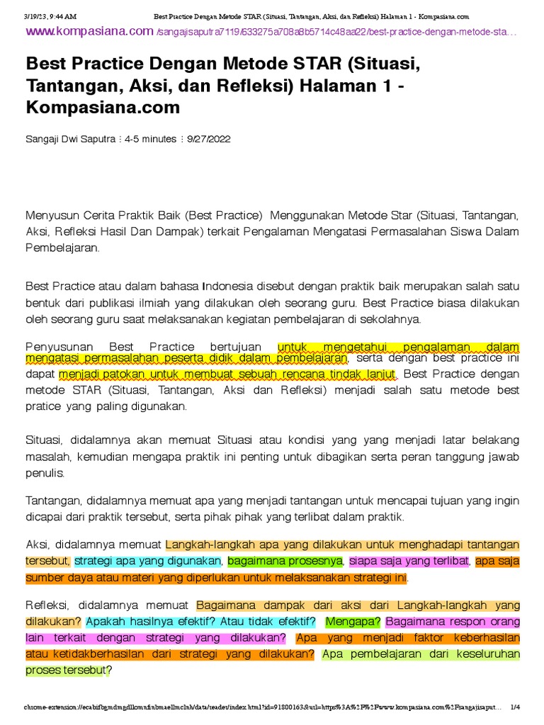 Best Practice Dengan Metode STAR (Situasi, Tantangan, Aksi, Dan ...