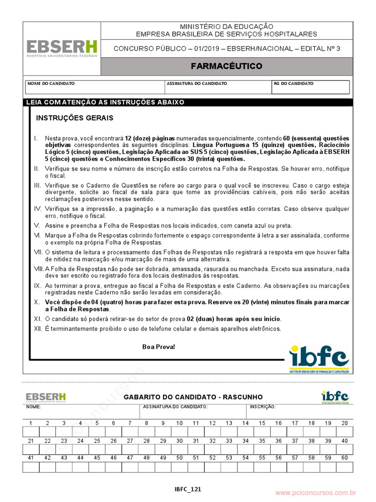 Prova Ebserh Farmaceutico | PDF | Farmacêutico | Marca Prova Ebserh Farmaceutico | PDF | Farmacêutico | Marca