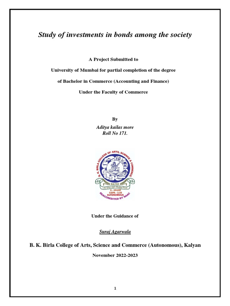 Study Of Investments In Bonds Pdf Pdf Bonds Finance Yield Finance