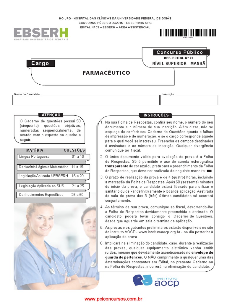 farmaceutico 9 prova ebserh | PDF | Farmacêutico | Farmácia