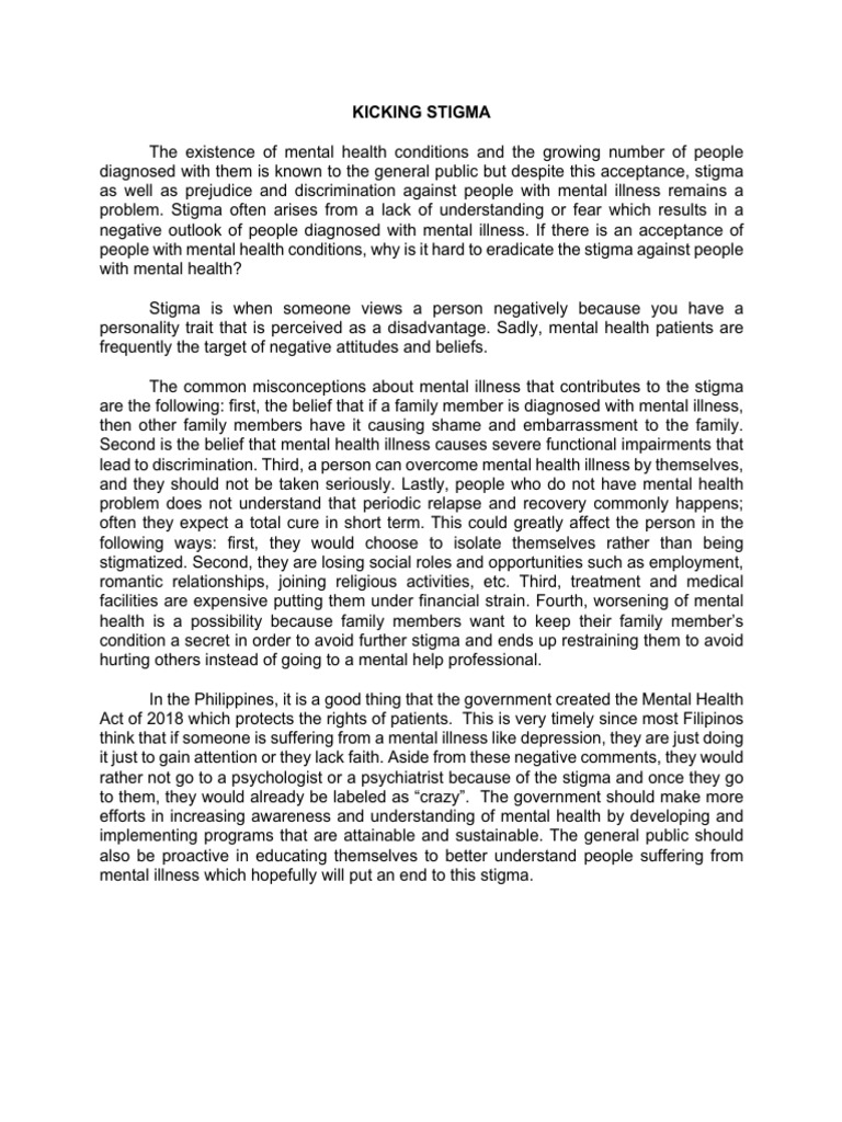 Kicking Stigma | Download Free PDF | Social Stigma | Mental Disorder