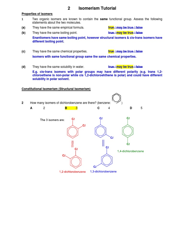 Isomerism: Types and Examples | PDF | Chirality (Chemistry) | Isomer