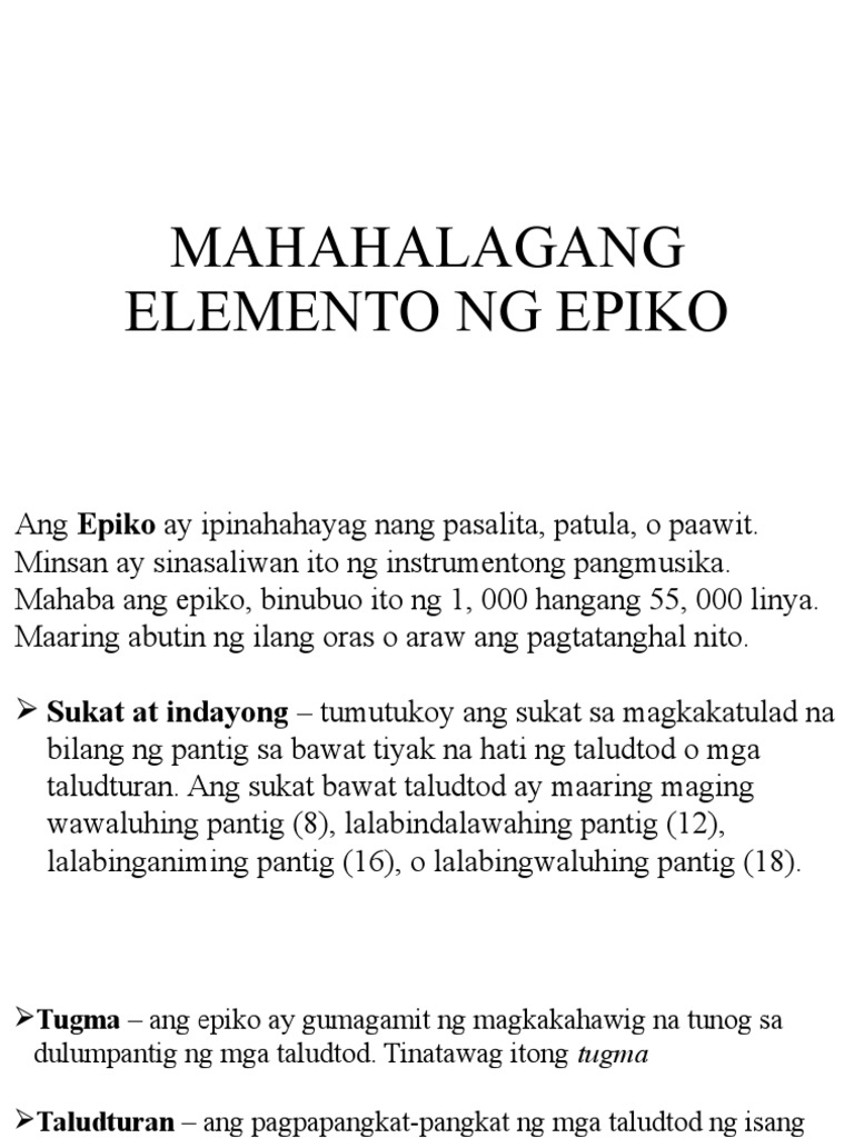 Mahahalagang Elemento NG Epiko | PDF
