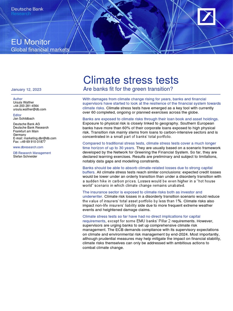Climate Stress Tests | PDF | Stress Test (Financial) | Risk