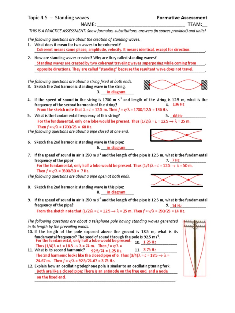 Topic 4.5 Formative Answer Key | PDF | Waves | Harmonic