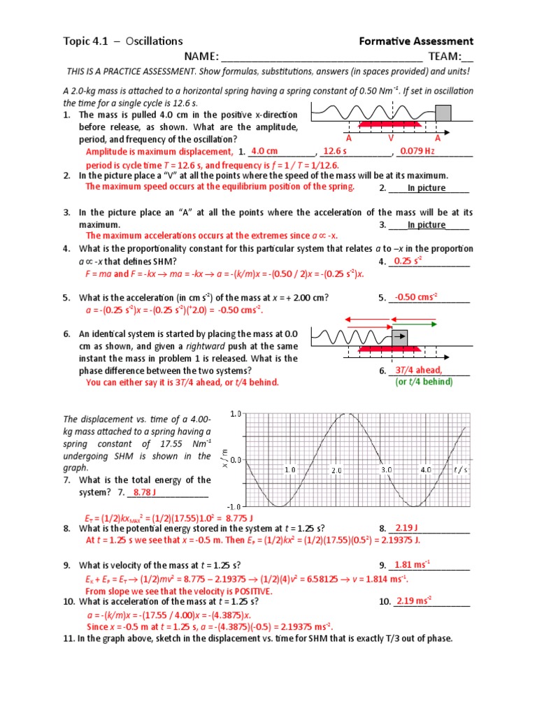 Topic 4.1 Formative Answer Key | PDF | Velocity | Oscillation