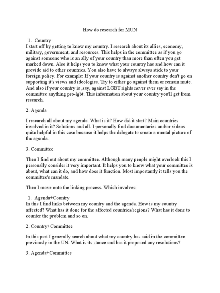 How do research for MUN | PDF