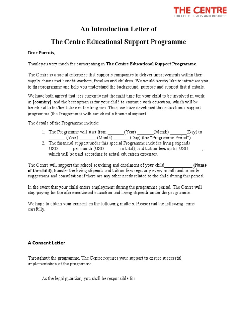 Written Consent Letter - Educational Support Programme - EN 202209 ...