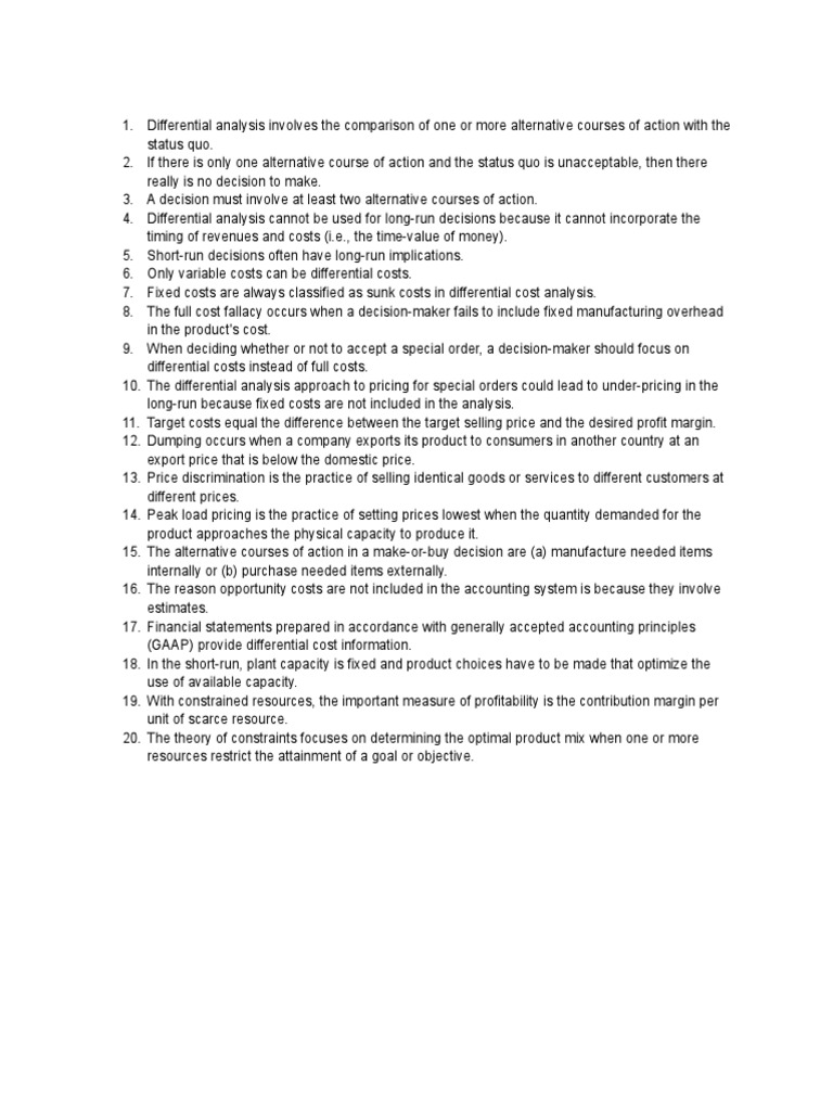 Differential Analysis Decision Making | PDF