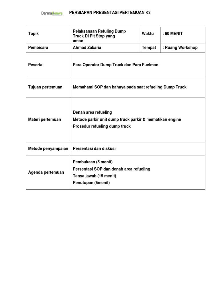 Formulir Persiapan Pertemuan | PDF