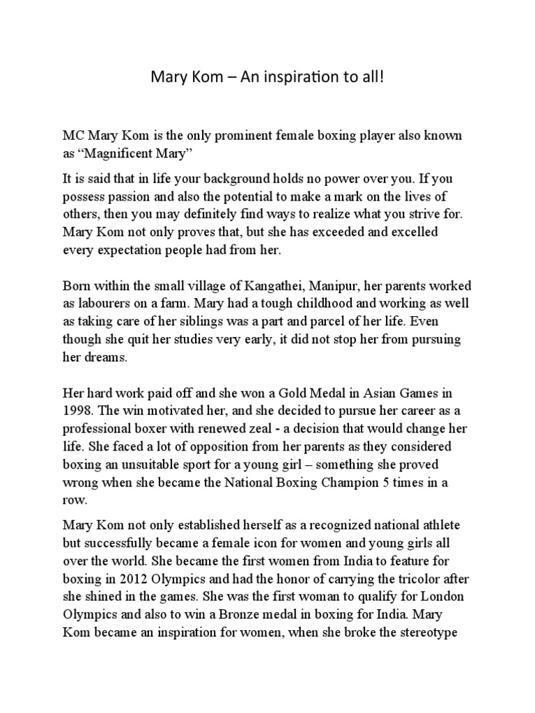 Mary Kom Project | PDF
