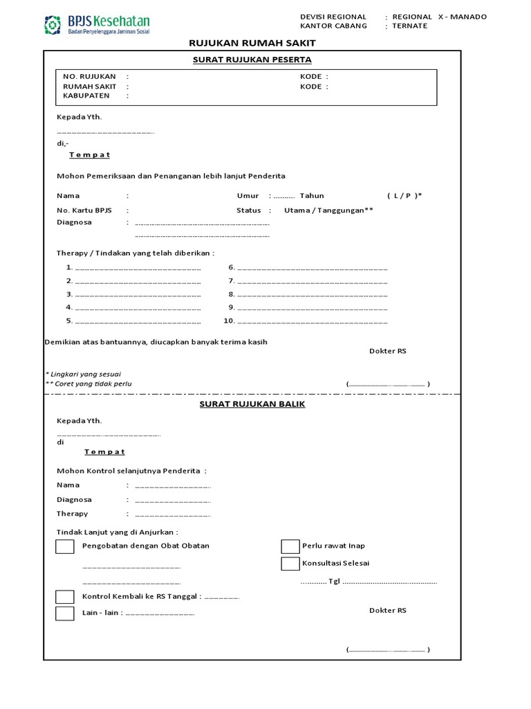 Form Rujukan Antara RS | PDF