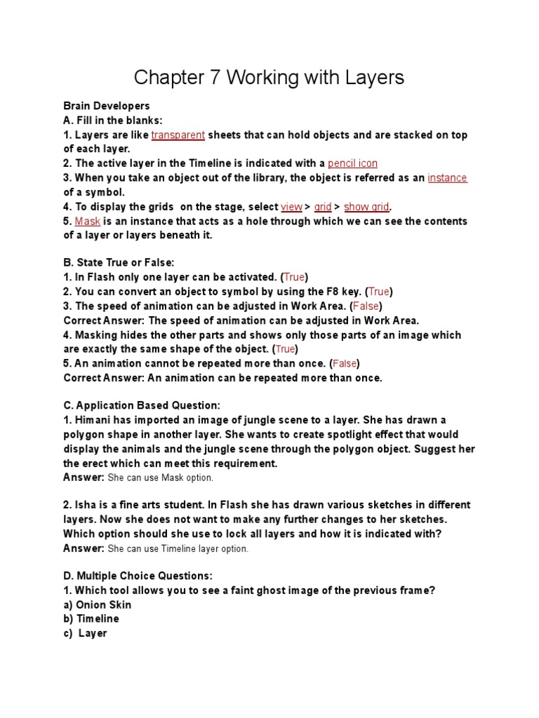 Chapter 7 Working With Layers PDF | PDF | Adobe Flash
