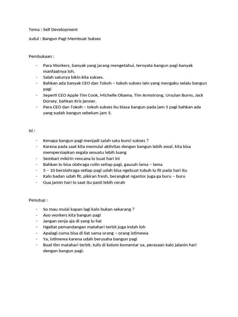 Sukses Karena Bangun Pagi (Self Development) | PDF