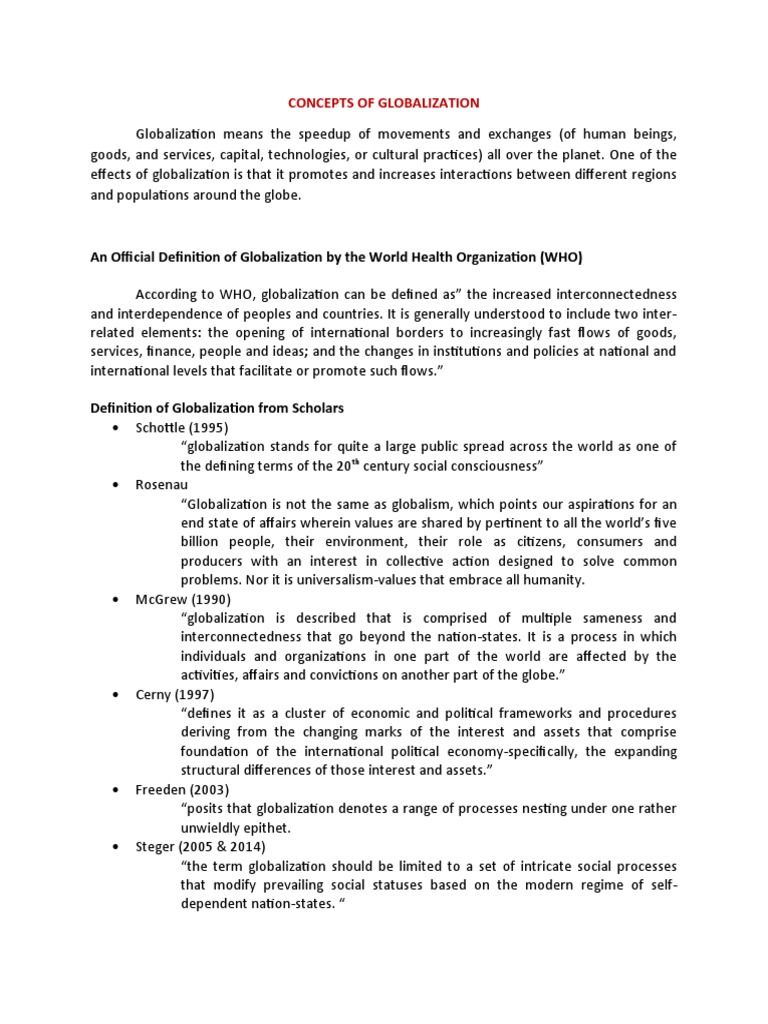 Concepts of Globalization | PDF | Globalization | Economic Globalization