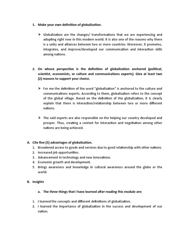 Definition of Globalization | PDF