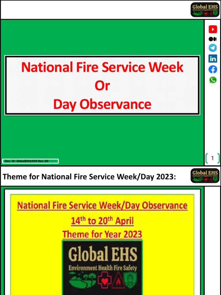 National Fire Service Week or Day Celebration Global EHS 059 | PDF ...