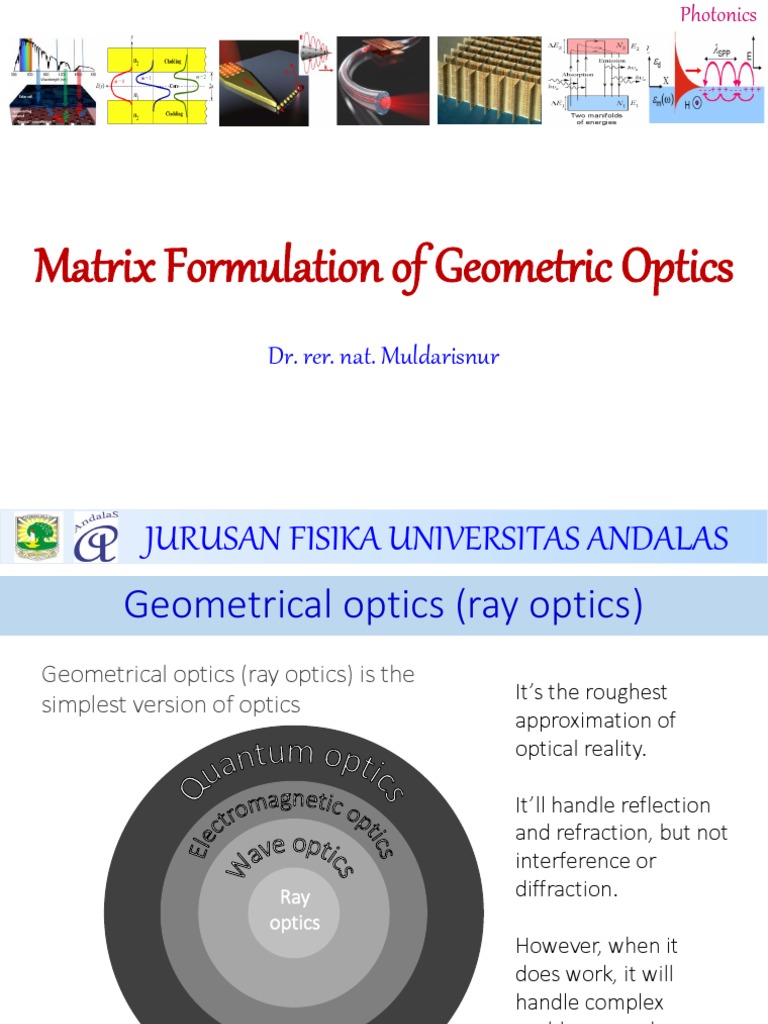 Lecture 4-5 Geometric Optics (Matrix Formulation) PDF | PDF Lecture 4-5 Geometric Optics (Matrix Formulation) PDF | PDF