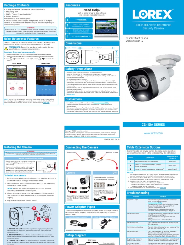 Lorex 1080p HD Active Deterrence Security Camera Manual Original | PDF ...