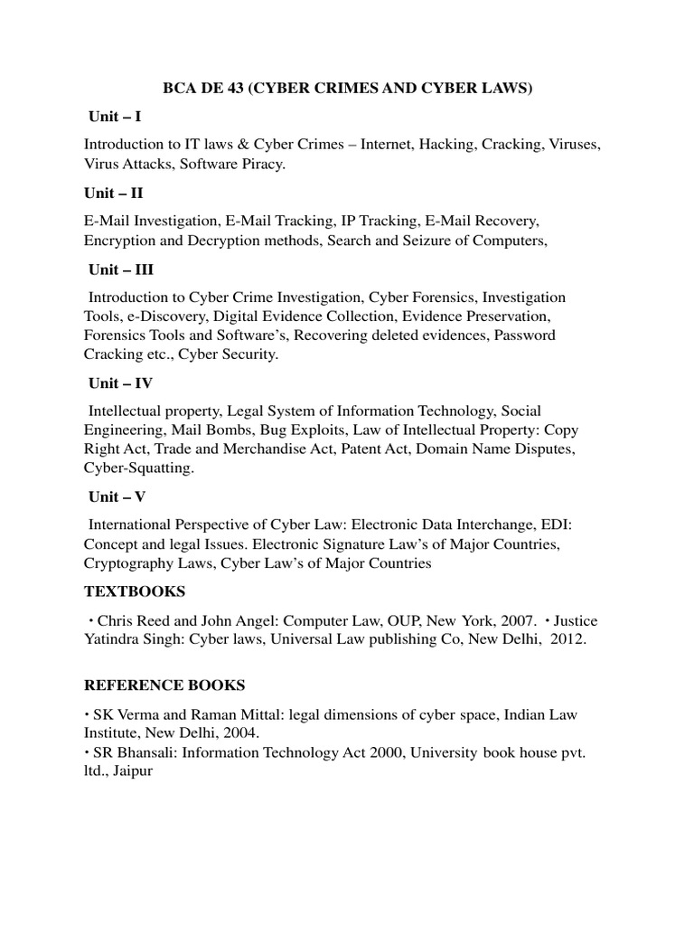 BCA DE 43 Syllabus | PDF