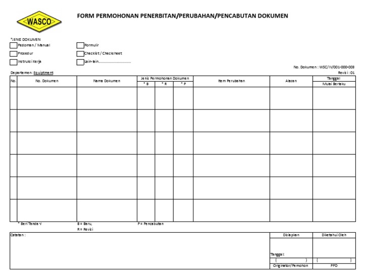 001-000-003 Form Usulan Perubahan Dokumen.xls | PDF