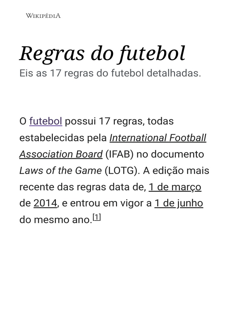 As 17 Regras do Futebol Detalhadas | PDF | Futebol | Variantes esportivas