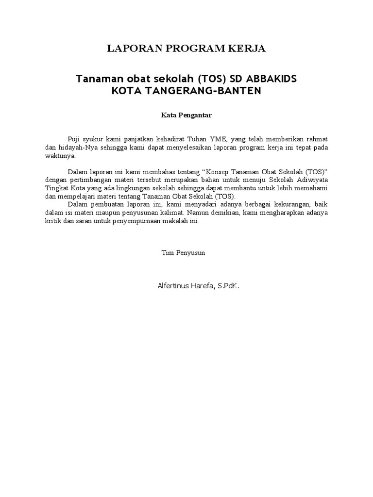Laporan Program Kerja Tos 2020-2021 | PDF