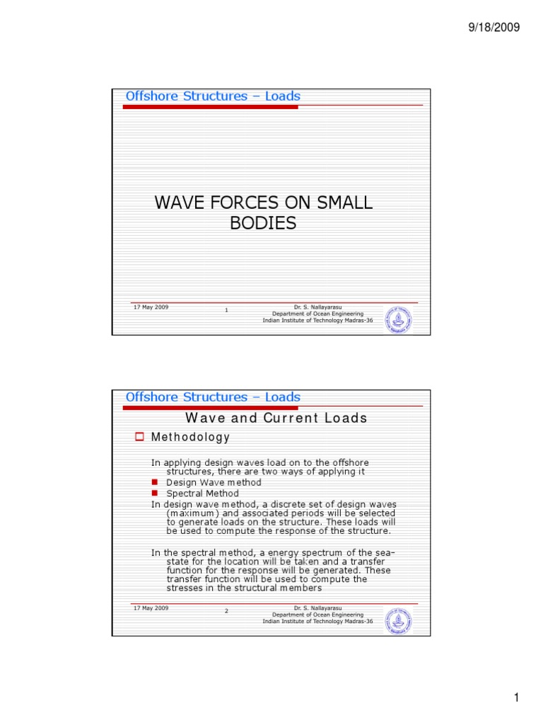 Wave Loads On Small Bodies | PDF | Force | Drag (Physics)