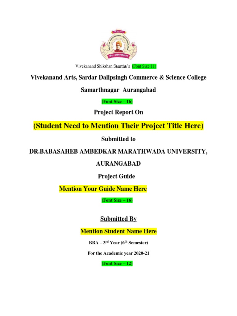 Project Report Template for BBA | PDF | Career & Growth | Business