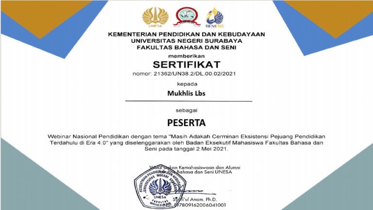 Sertifikat Atas Nama NAMA PDF | PDF